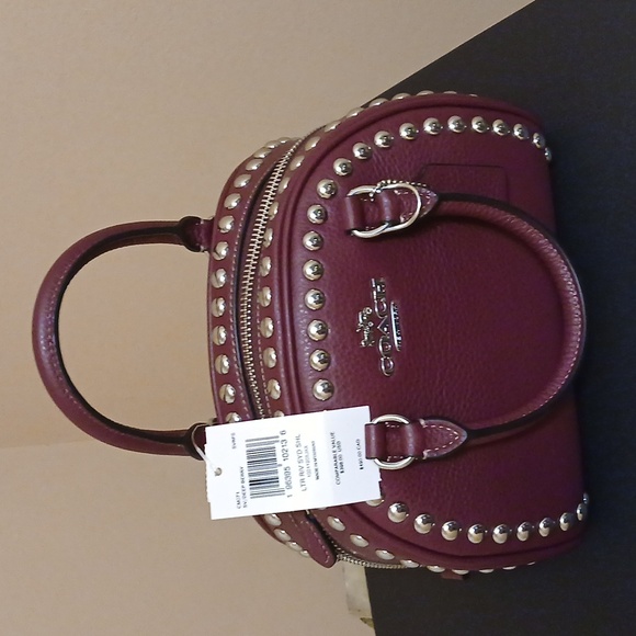 Coach | Bags | Coach Sydney Satchel Deep Berry Riveted Pebble Leather ...
